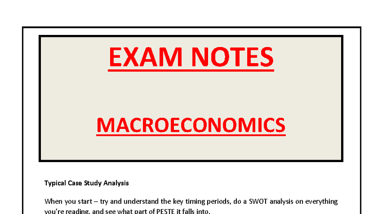 EXAM NOTES MACROECONOMICS: Comprehensive Case Study Analysis - Studocu