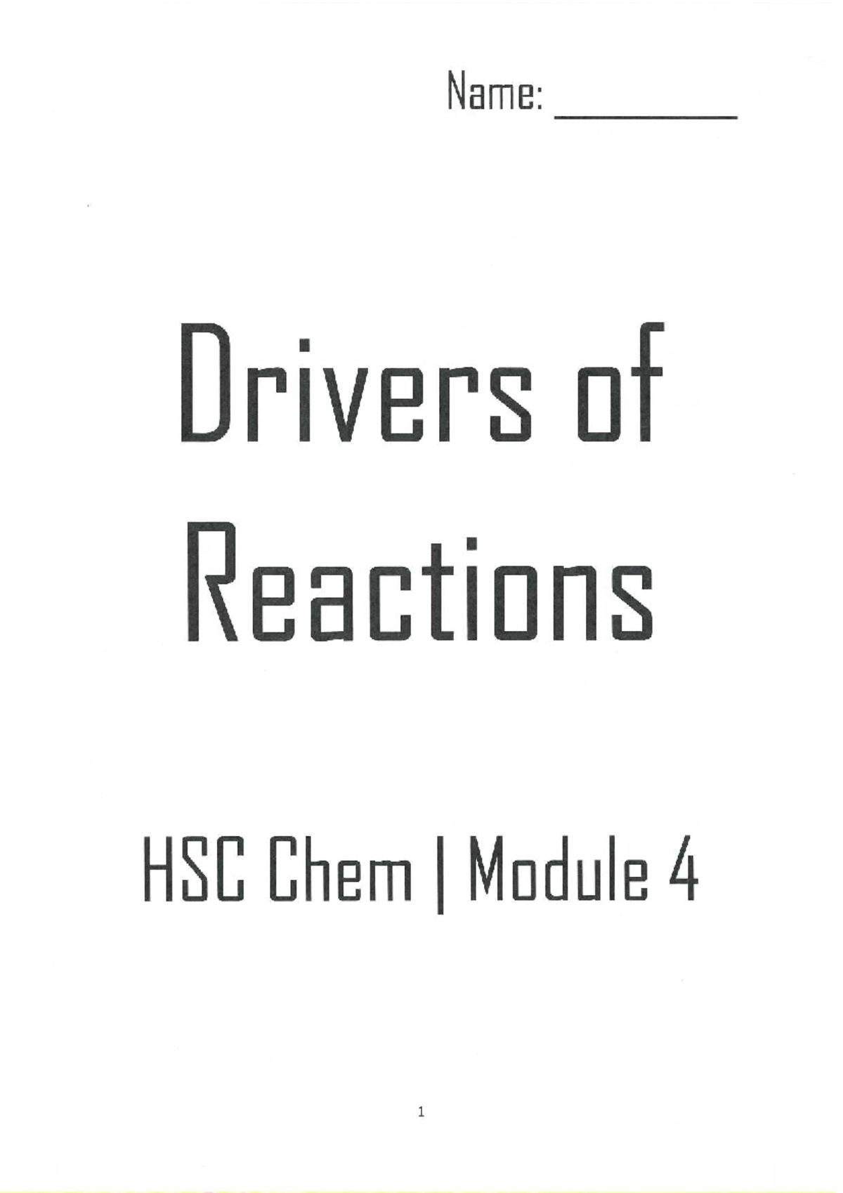 Module 4: Drivers of Reactions HSC Chem I Study Guide 2025 - Studocu