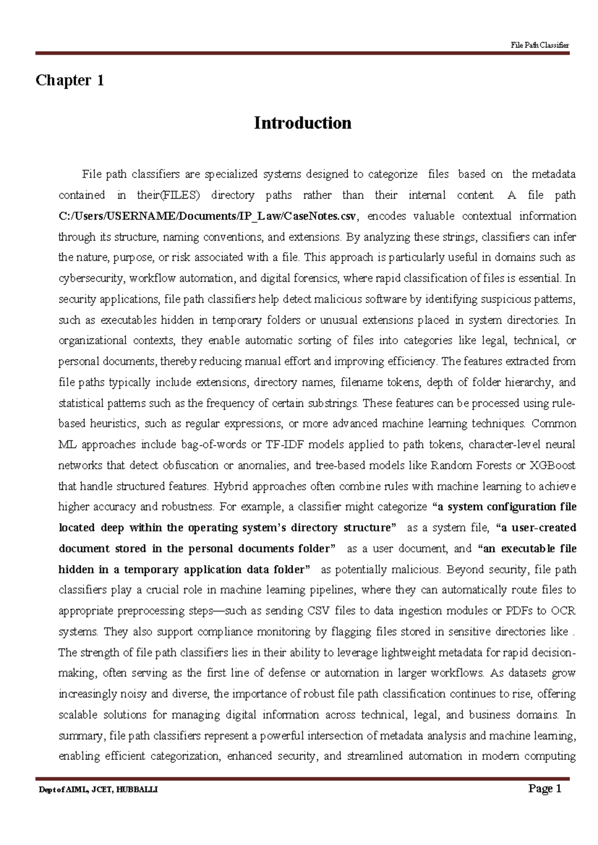 File Path Classifier: Chapter 1 Introduction and Requirement Analysis ...