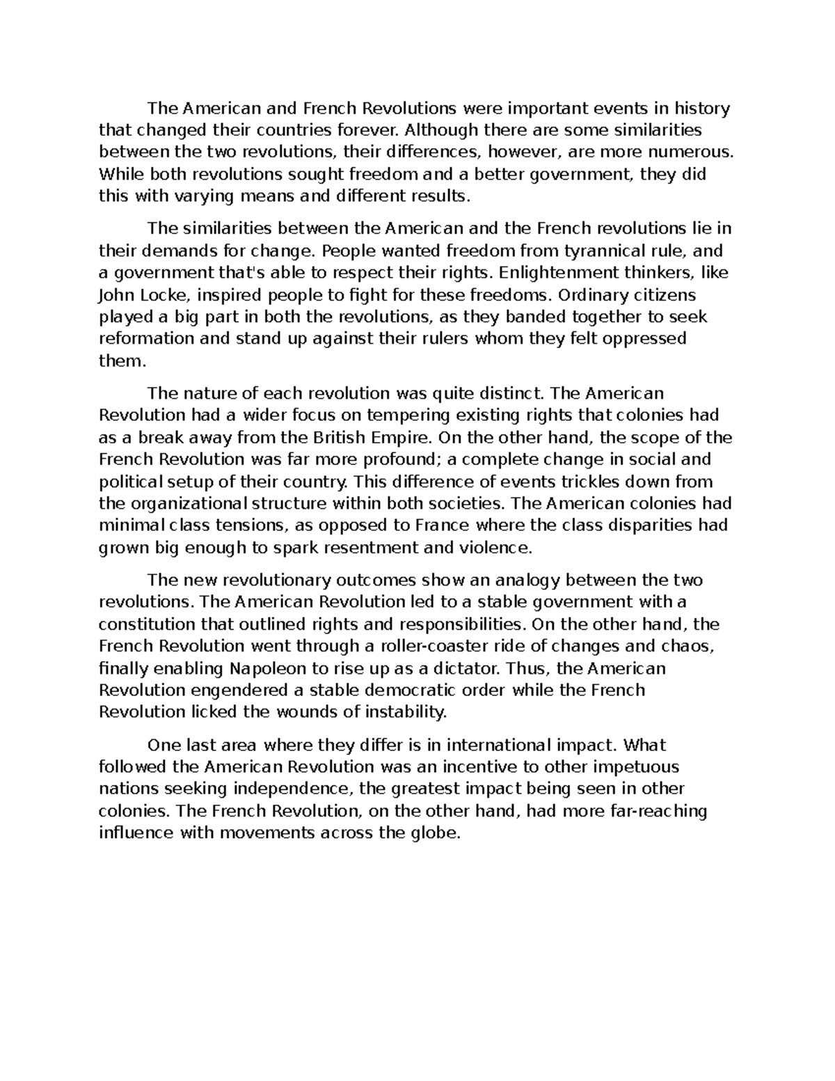 LEQ - comparing the American and French revolutions in history - Studocu