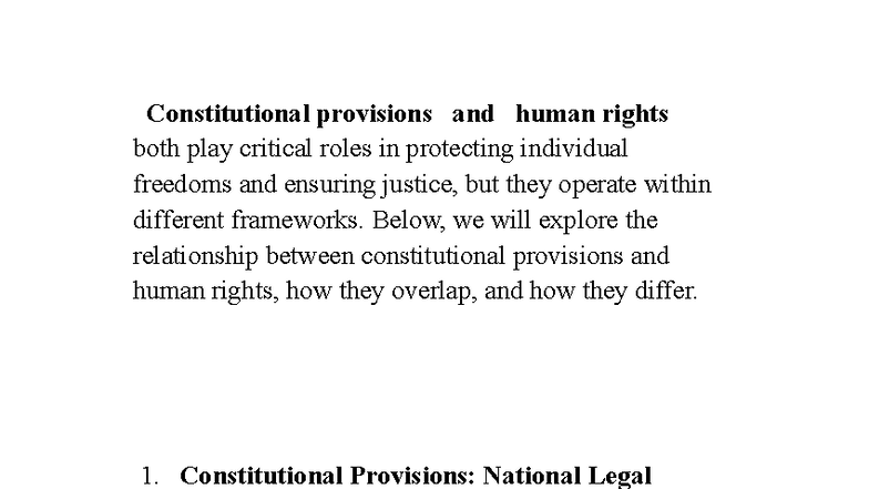 Constitutional Provisions vs. Human Rights: A Comparative Study (HR 101 ...