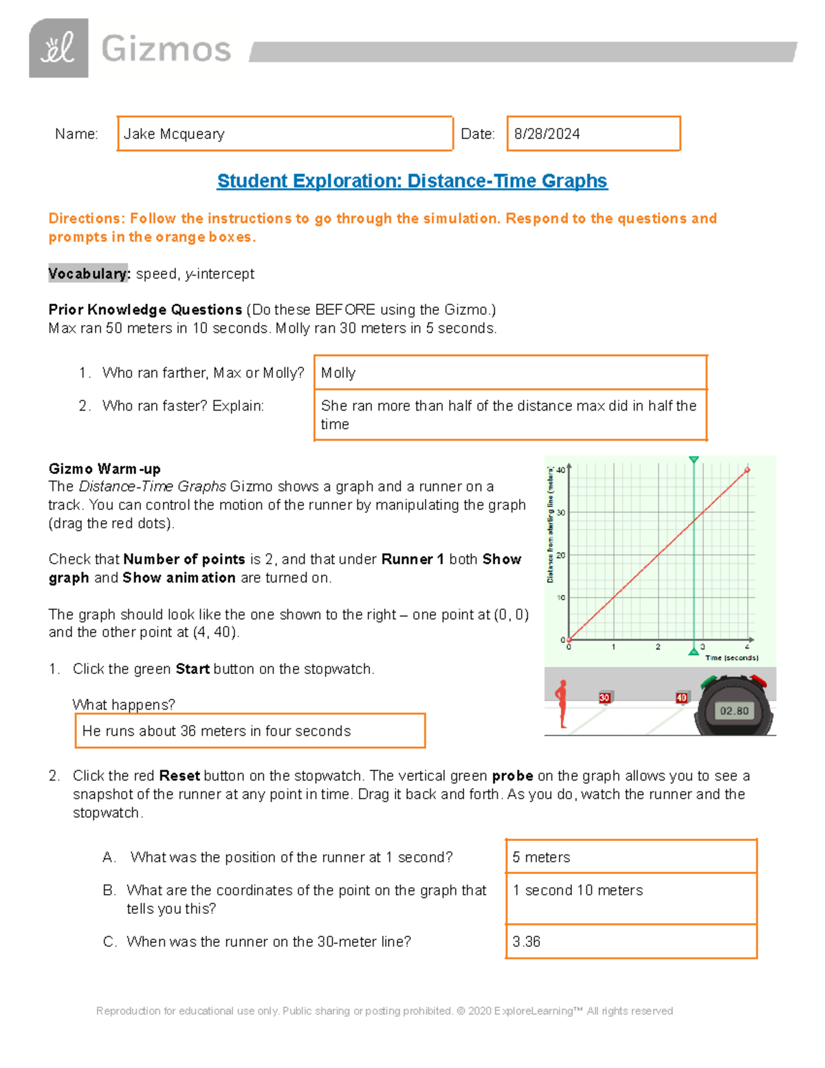 Distance-Time Graphs Exploration (SEm) – Student Guide - Studocu