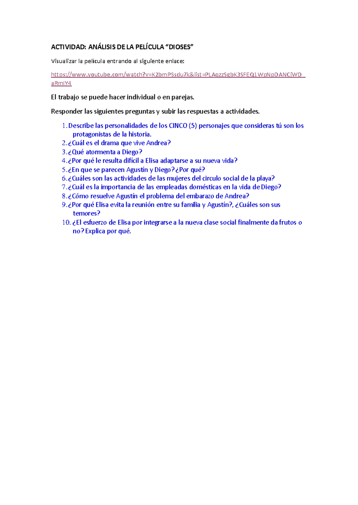 Análisis y Preguntas sobre la Película "Dioses" 2023 - Studocu