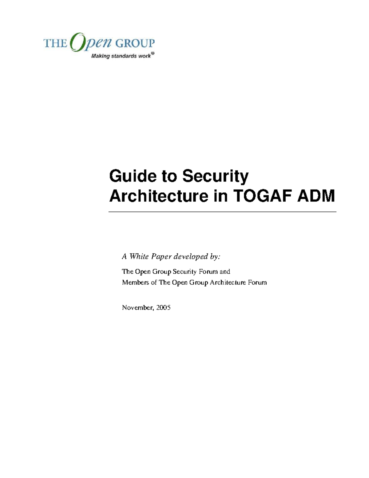 Guide to Security Architecture in TOGAF ADM (W055) - A White Paper ...