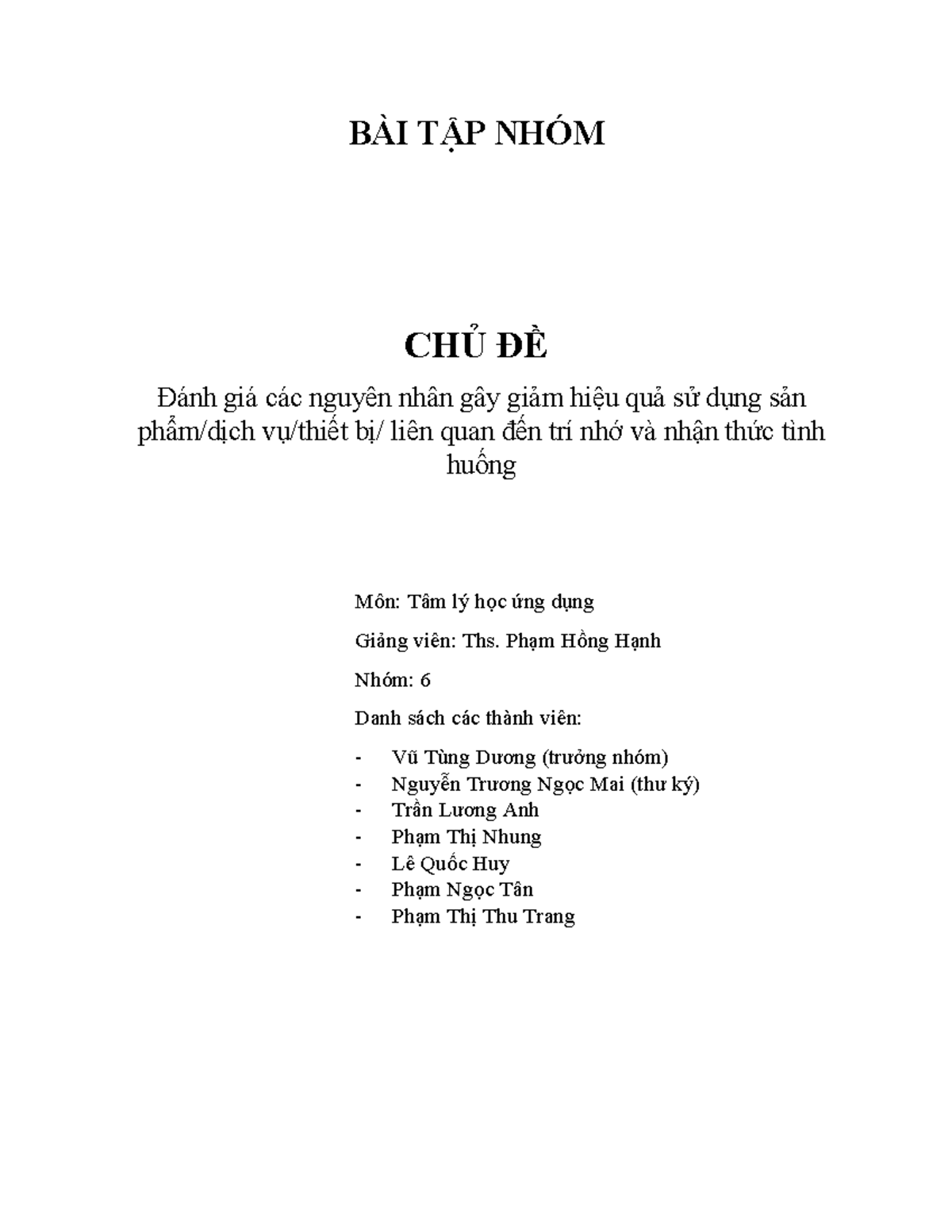 Nhóm 6 - BTN5 - Đánh giá giảm hiệu quả sử dụng sản phẩm trong y tế - Studocu