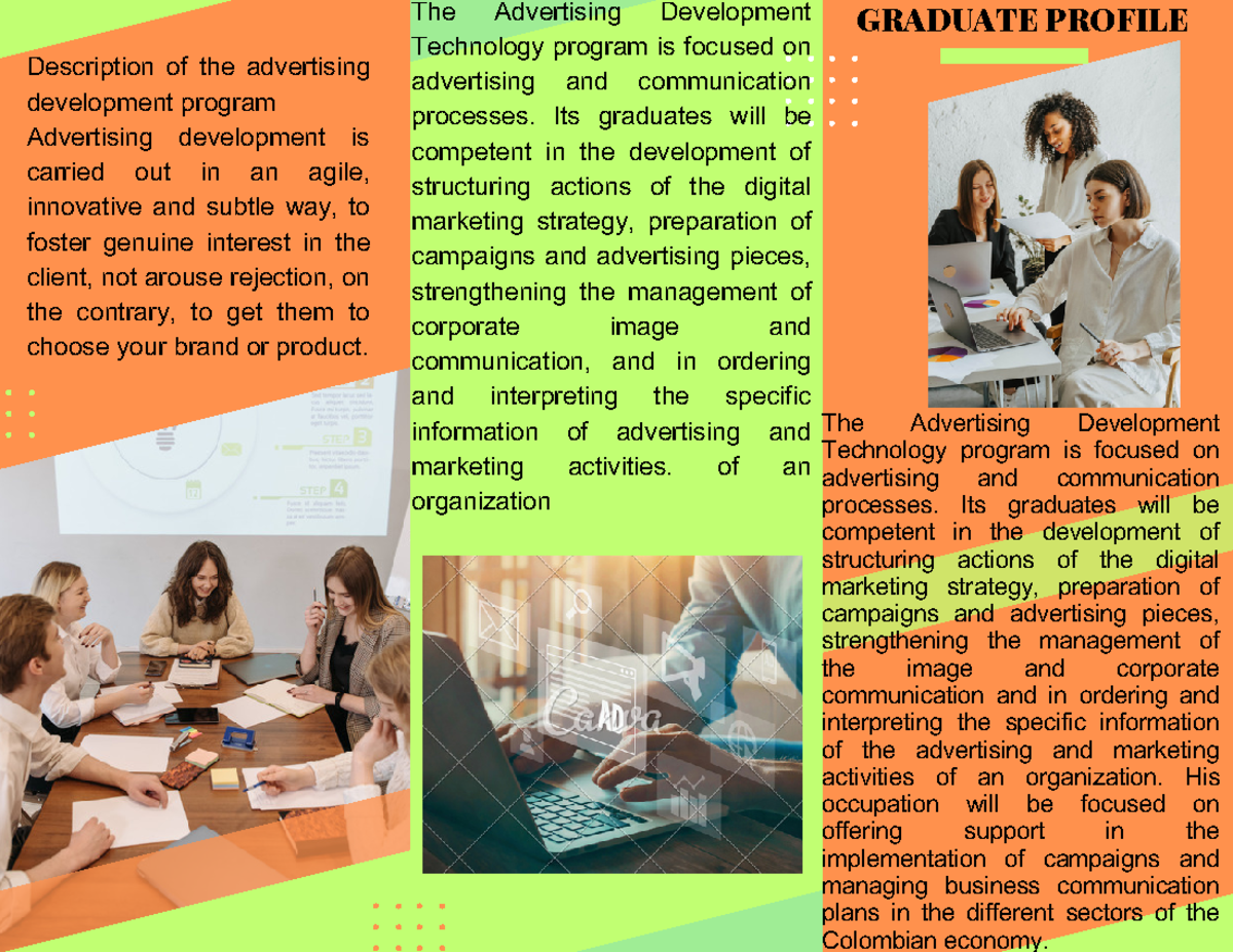 Elaboración de un folleto de las características del programa de ...