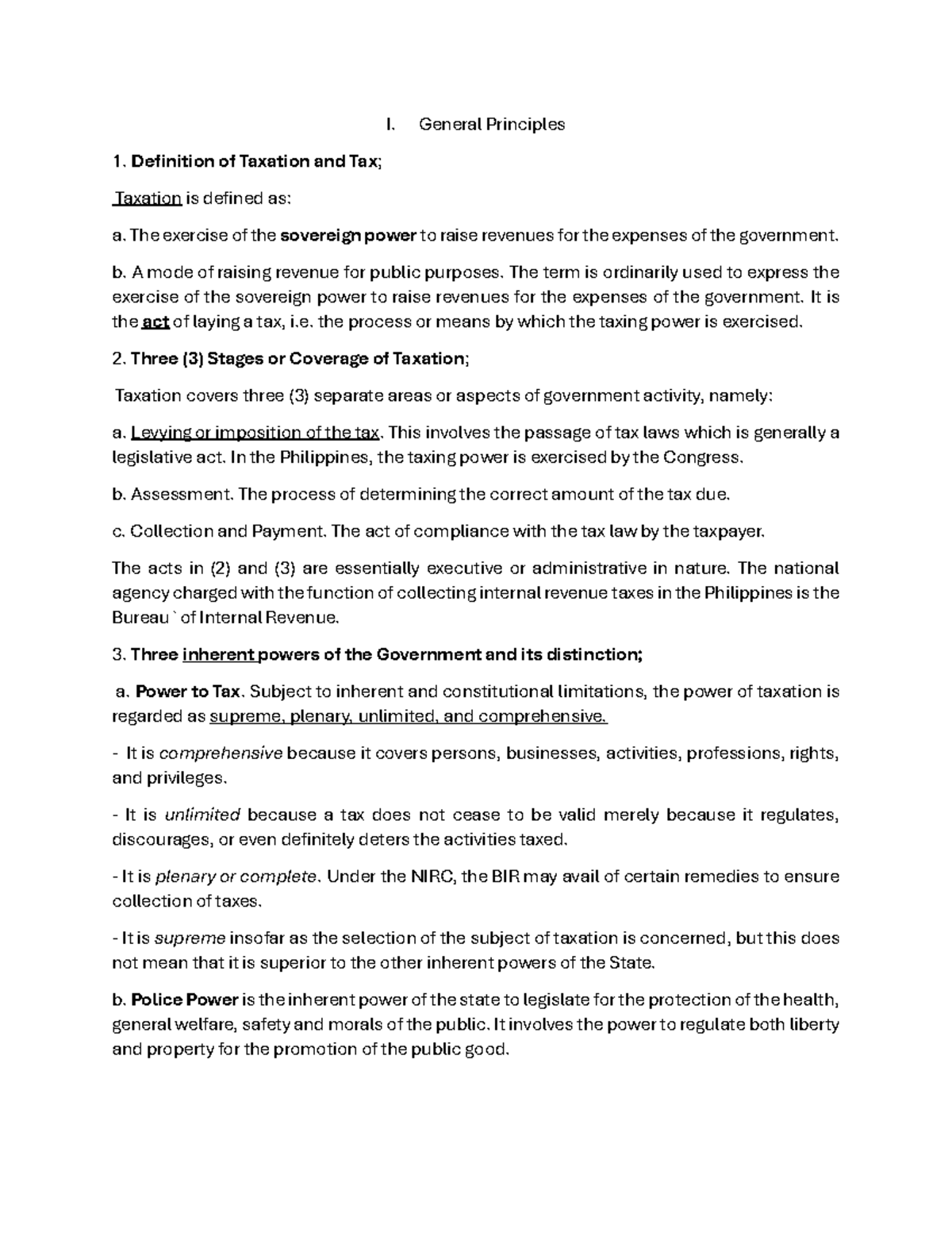 Income Taxation Handouts: General Principles and Definitions - Studocu