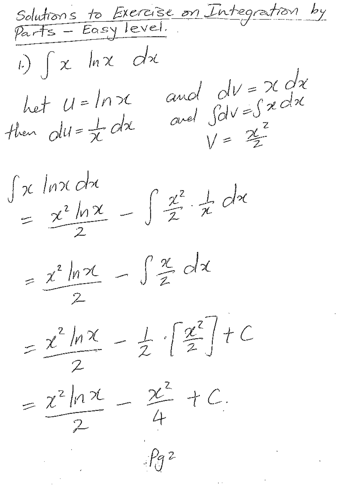 Solutions to Differential Equations: Integration by Parts Exercises ...