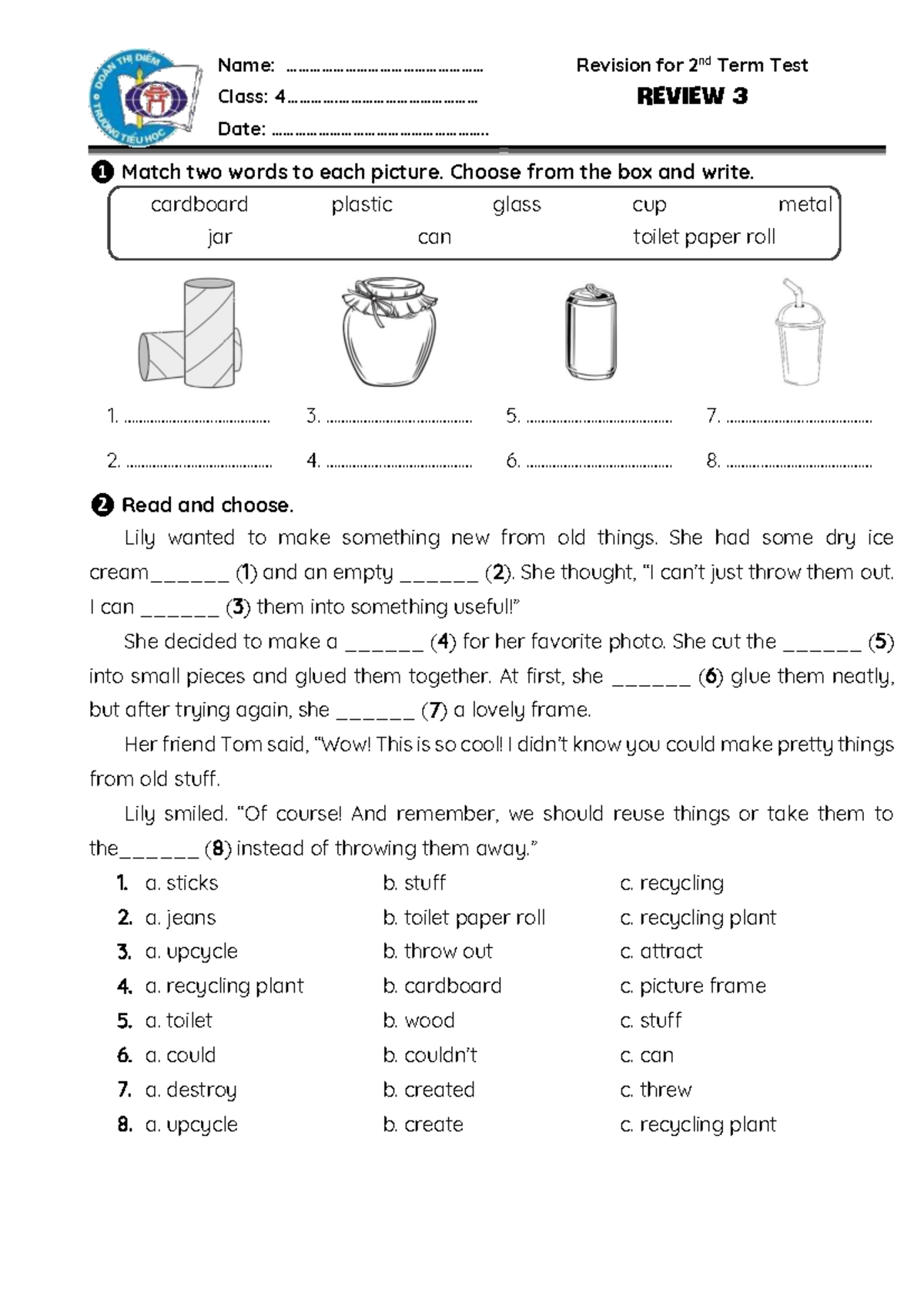Review 3 - Materials: 2nd Term Test Revision Guide - Studocu
