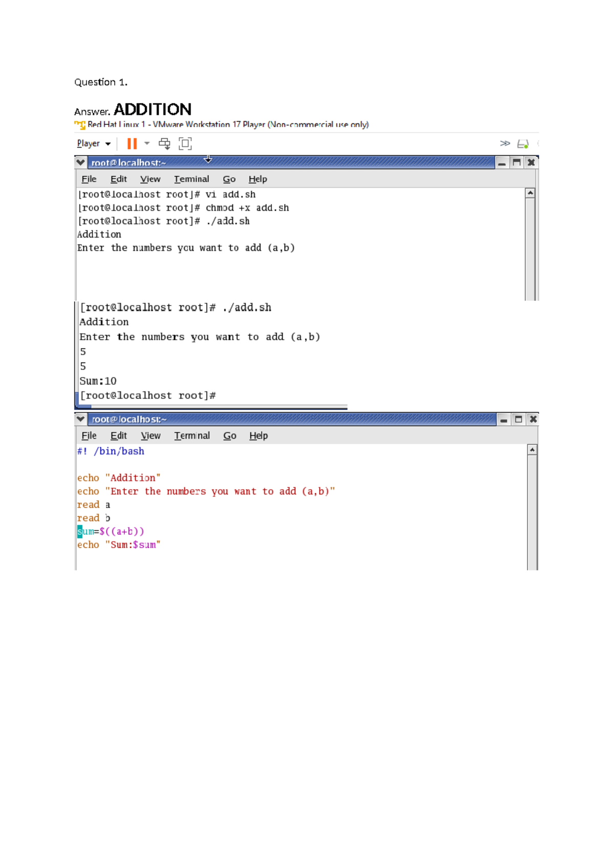 Shell Scripting - Linux and Shell Scripting - Question 1. Answer ...