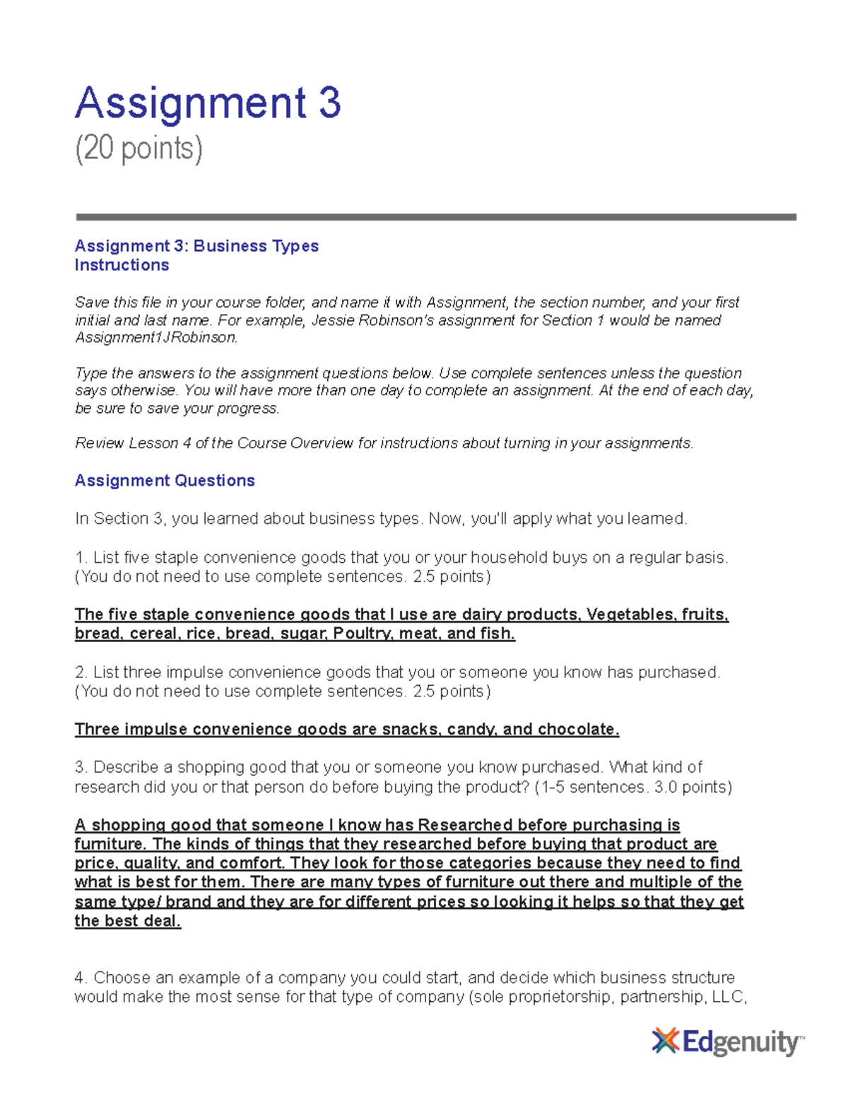 Assignment 3 - Business Types - EL5732 - Studocu