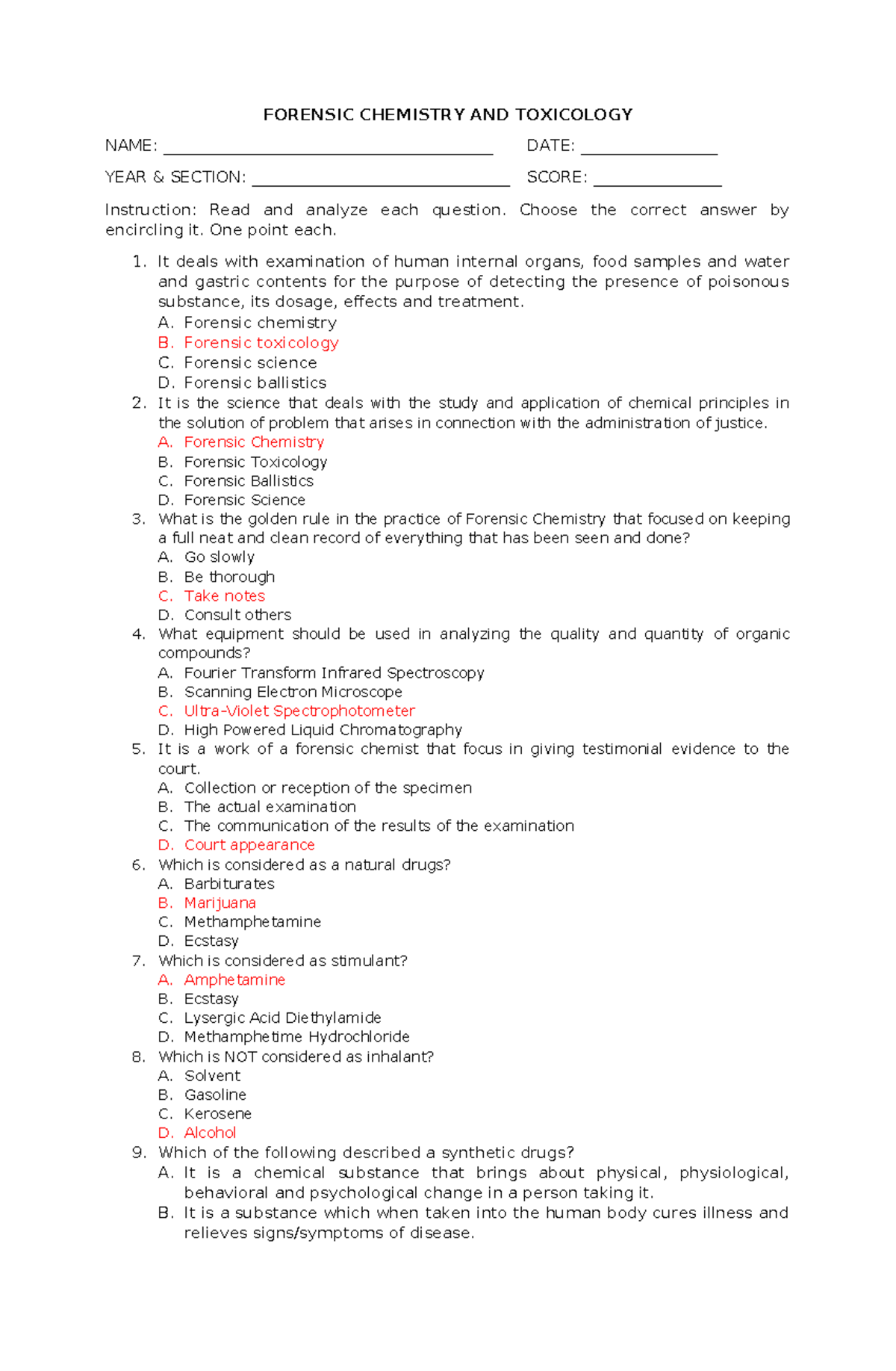 Forensic Chemistry AND Toxicology - FORENSIC CHEMISTRY AND TOXICOLOGY ...