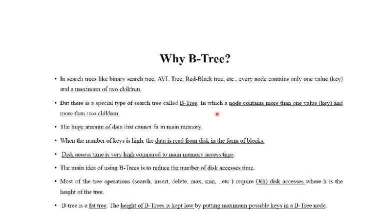 B Tree DS - Data Structure Overview and Operations - Studocu