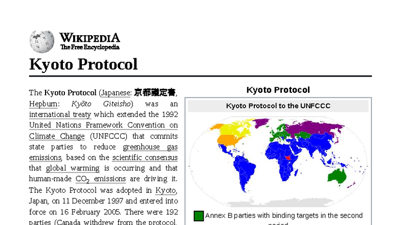 Kyoto Protocol: An Overview of International Climate Commitments - Studocu