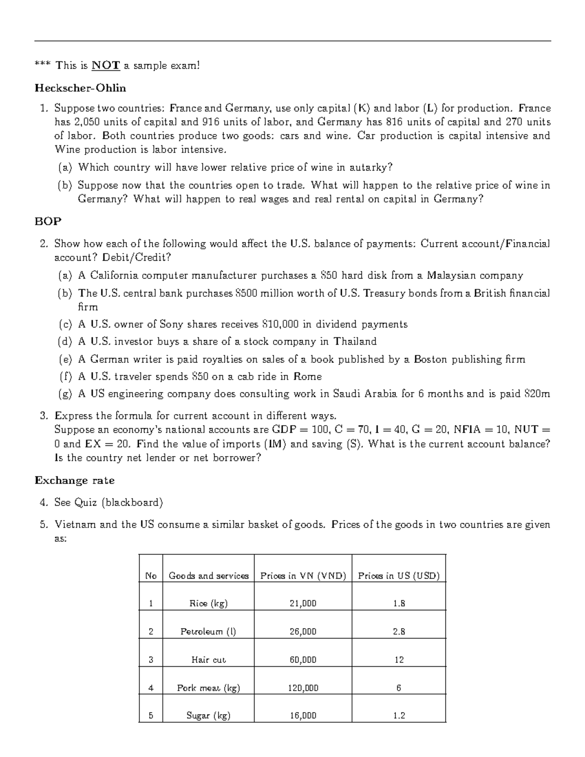 Practice Questions for BOP and Exchange Rate Analysis (BOP 2) - Studocu
