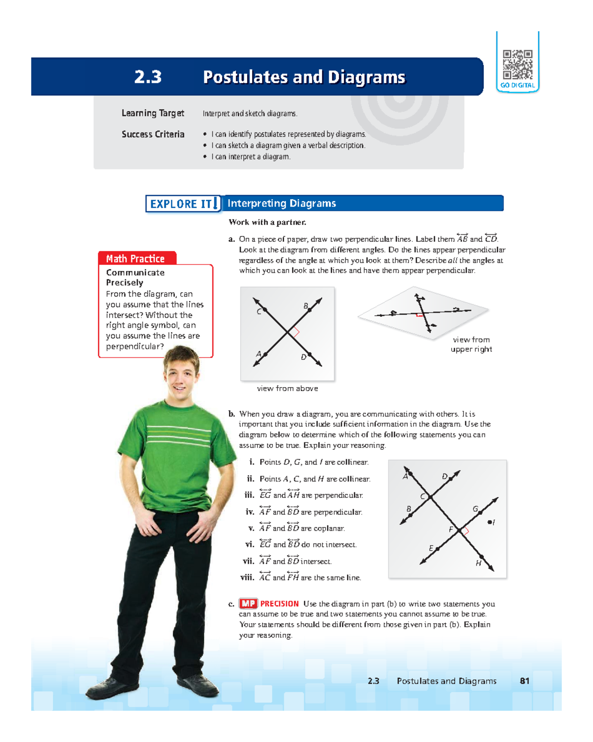 Geometry 2.3 Postulates and Diagrams: Exercises & Examples - Studocu