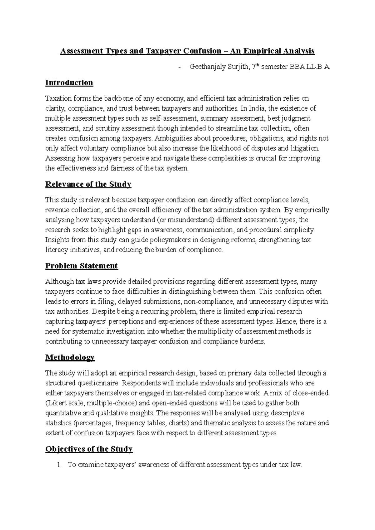 BBA LL.B 7th Sem: Taxation Law Assessment Types & Taxpayer Confusion ...