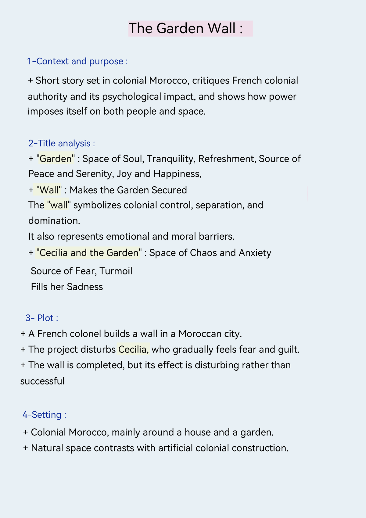 Colonial Critique in "The Garden Wall" - Short Story Analysis - Studocu