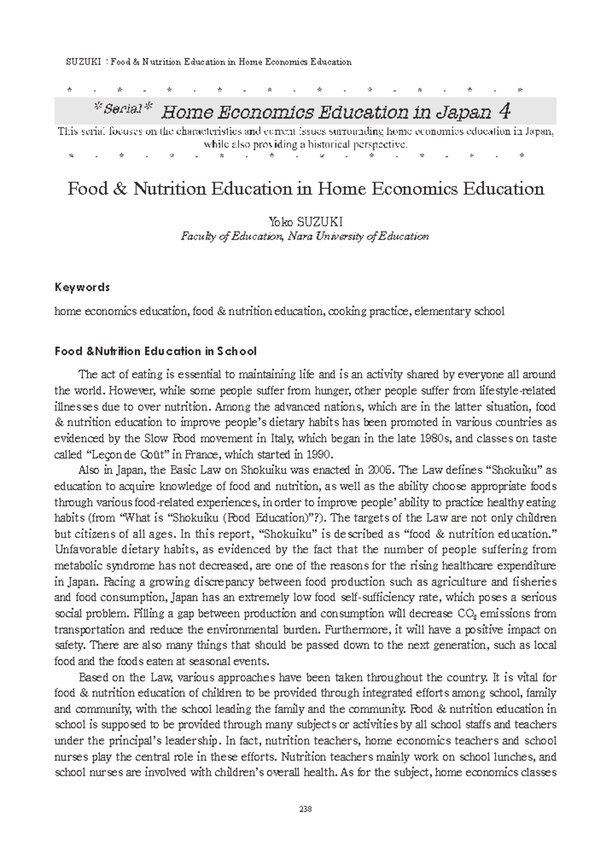 Food Nutrition Education in Home Economics Education 4: A Comprehensive ...