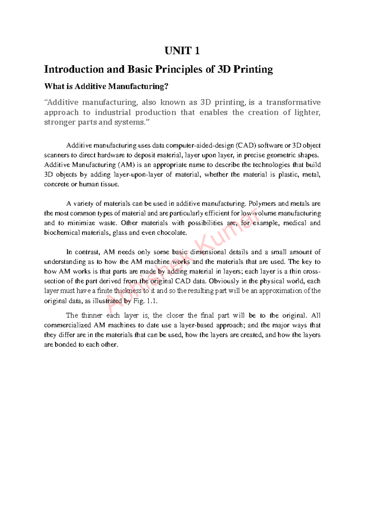 3D Printing UNIT 1: Intro to Additive Manufacturing Principles - Studocu