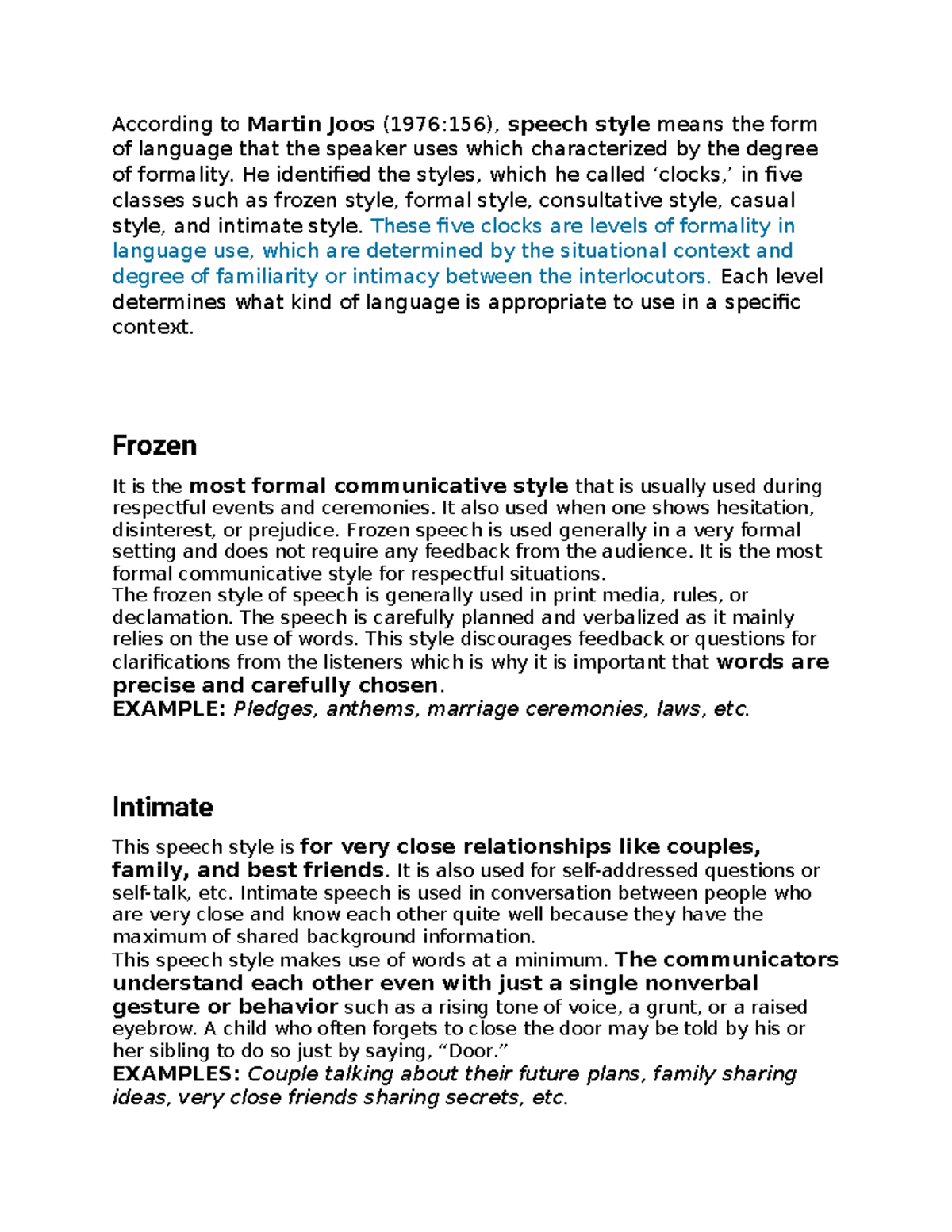 Speech Styles and Speech Acts: An Overview of Communication Types - Studocu