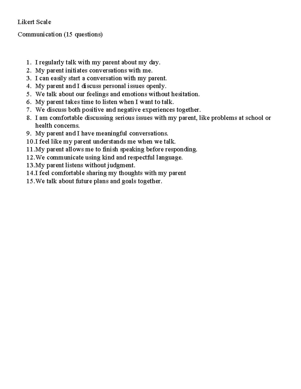 Test-Construction-Communication - Likert Scale Communication (15 ...