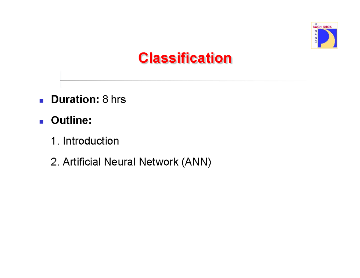 Lecture on Artificial Neural Networks (ANN) - 2222 - Studocu