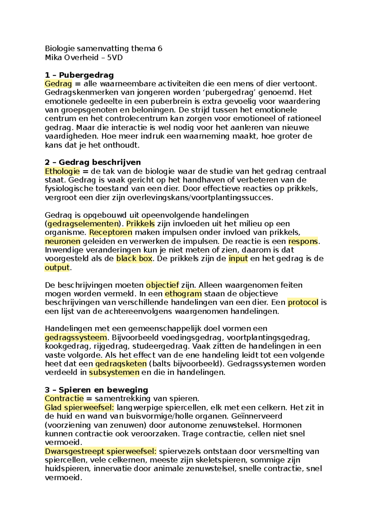Biologie Samenvatting Thema 6: Gedrag en Lichaamsstructuren - Studeersnel