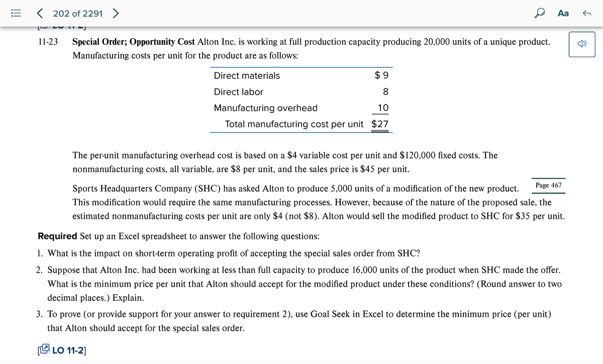 Exercises - Practice Questions on Special Order LO - Studocu
