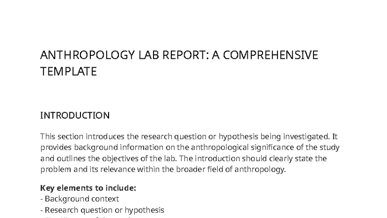 ANTH 101: Comprehensive Lab Report Template for Anthropology - Studocu