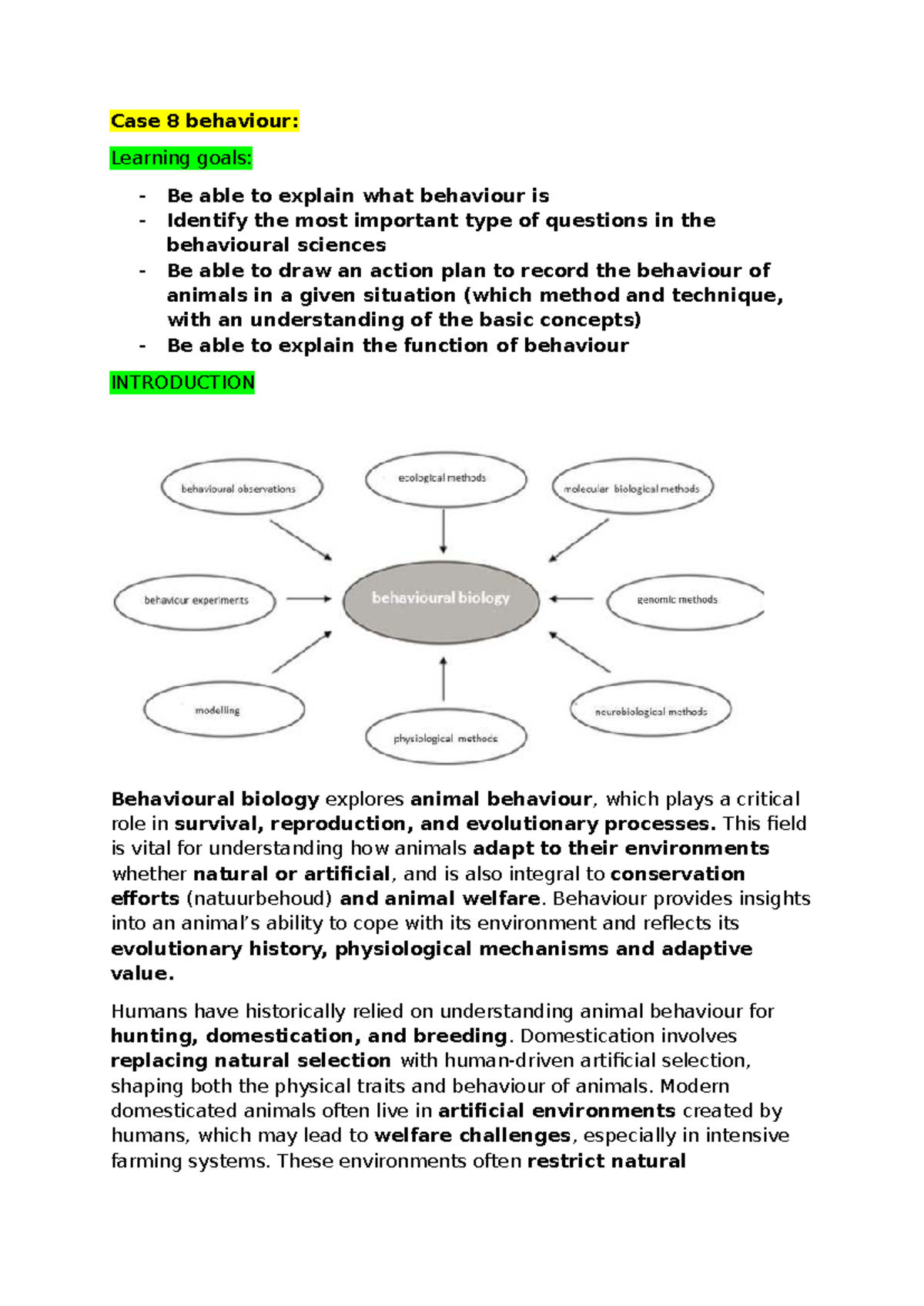 Case Study 8: Understanding Animal Behaviour and Research Methods ...