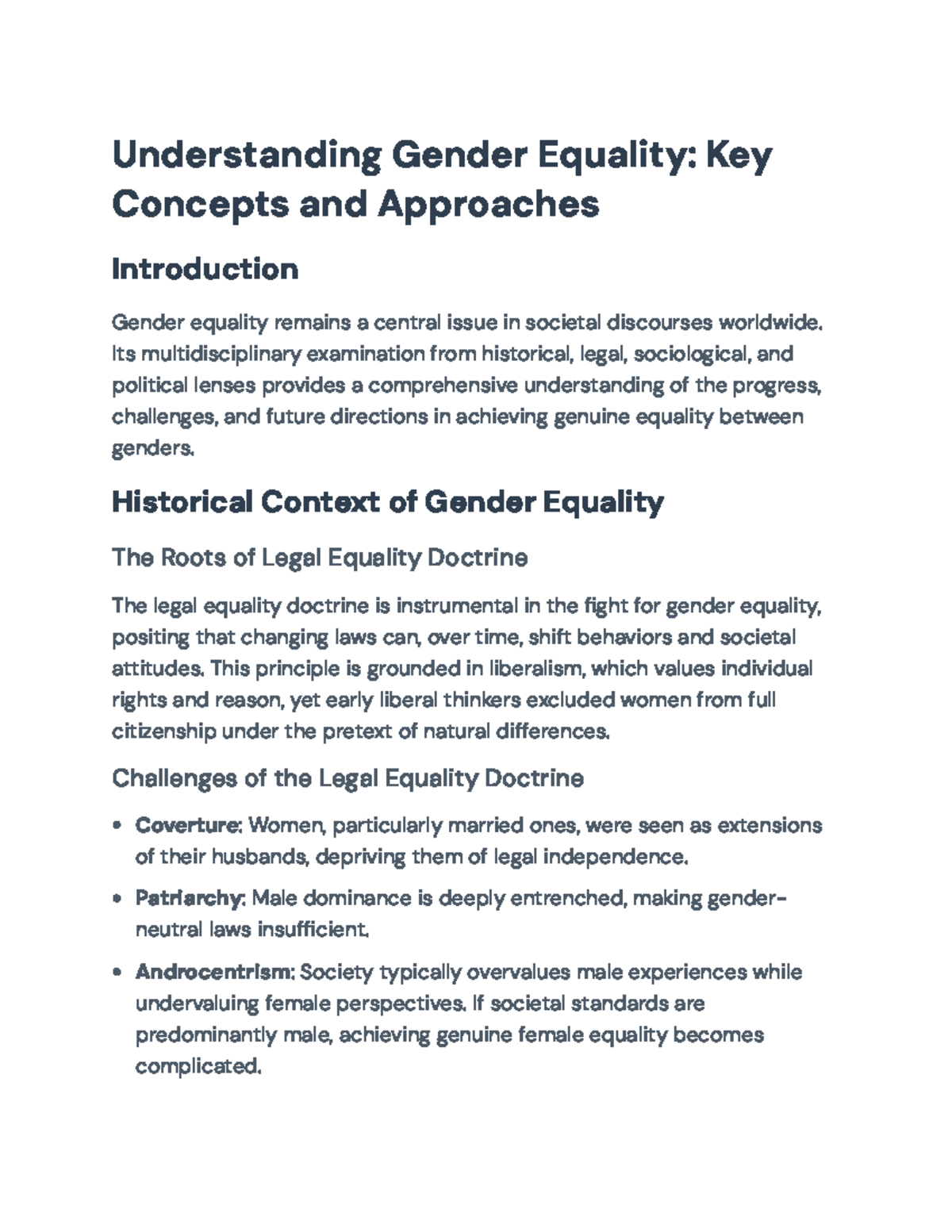Feminist Perspectives on Gender Equality: Key Concepts Explored - Studocu