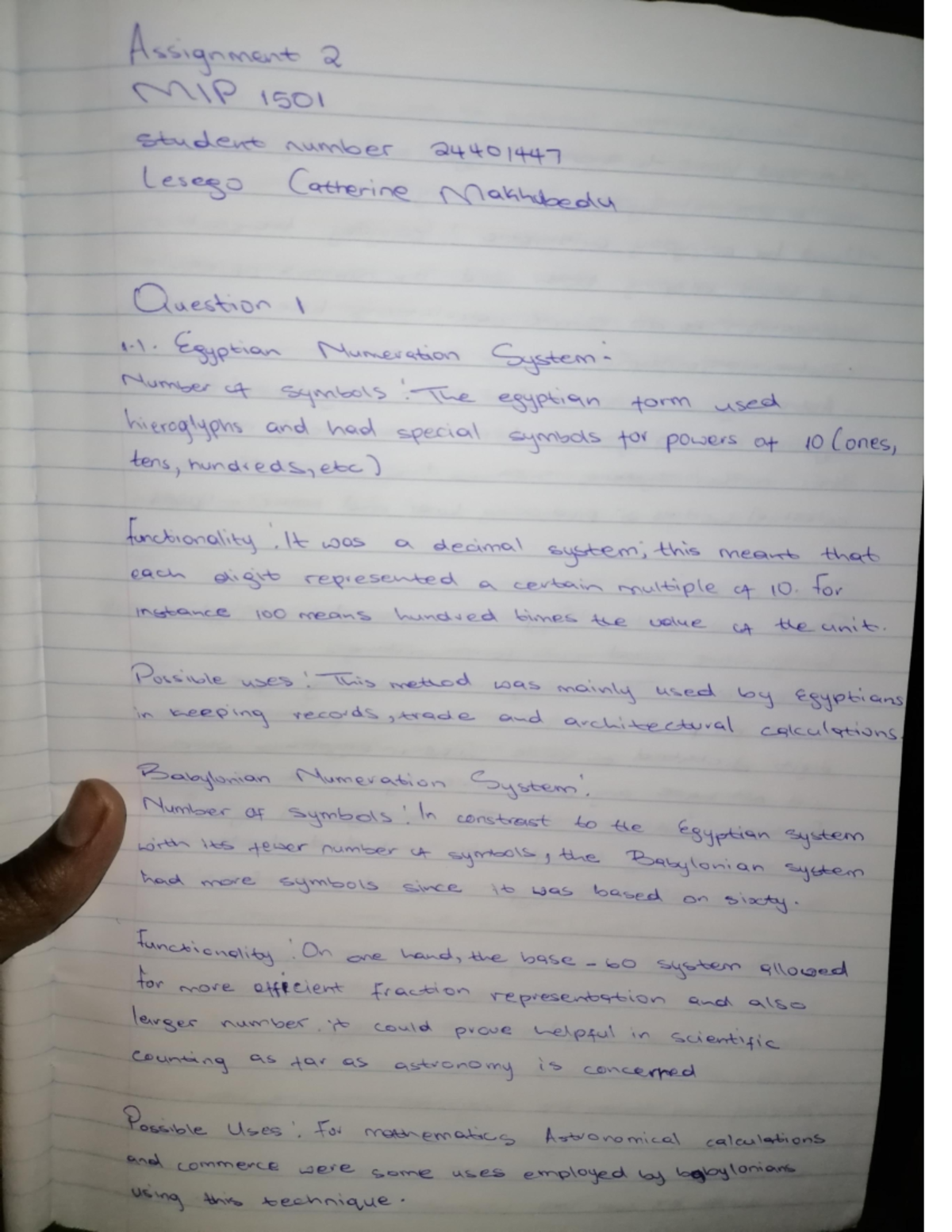 MIP1501 Assignment 2: Analysis of Ancient Number Systems and Fractions ...