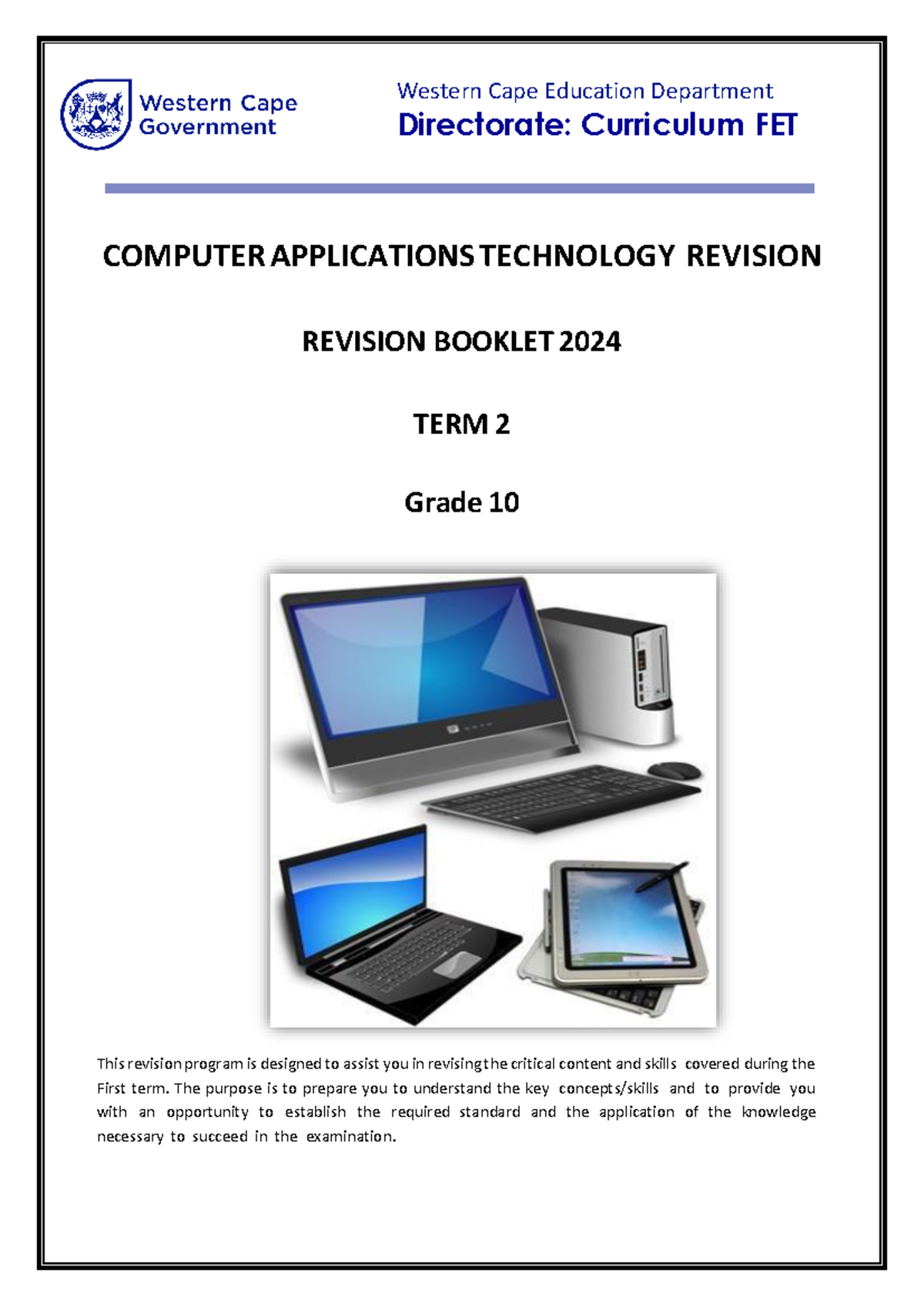 CAT Grade 10 Revision Booklet Term 2 2024 - Studocu