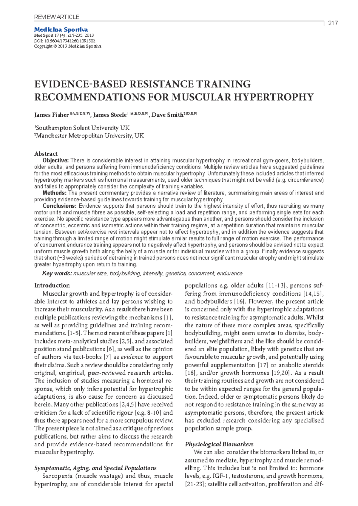 Evidence-Based Guidelines for Resistance Training: Hypertrophy ...