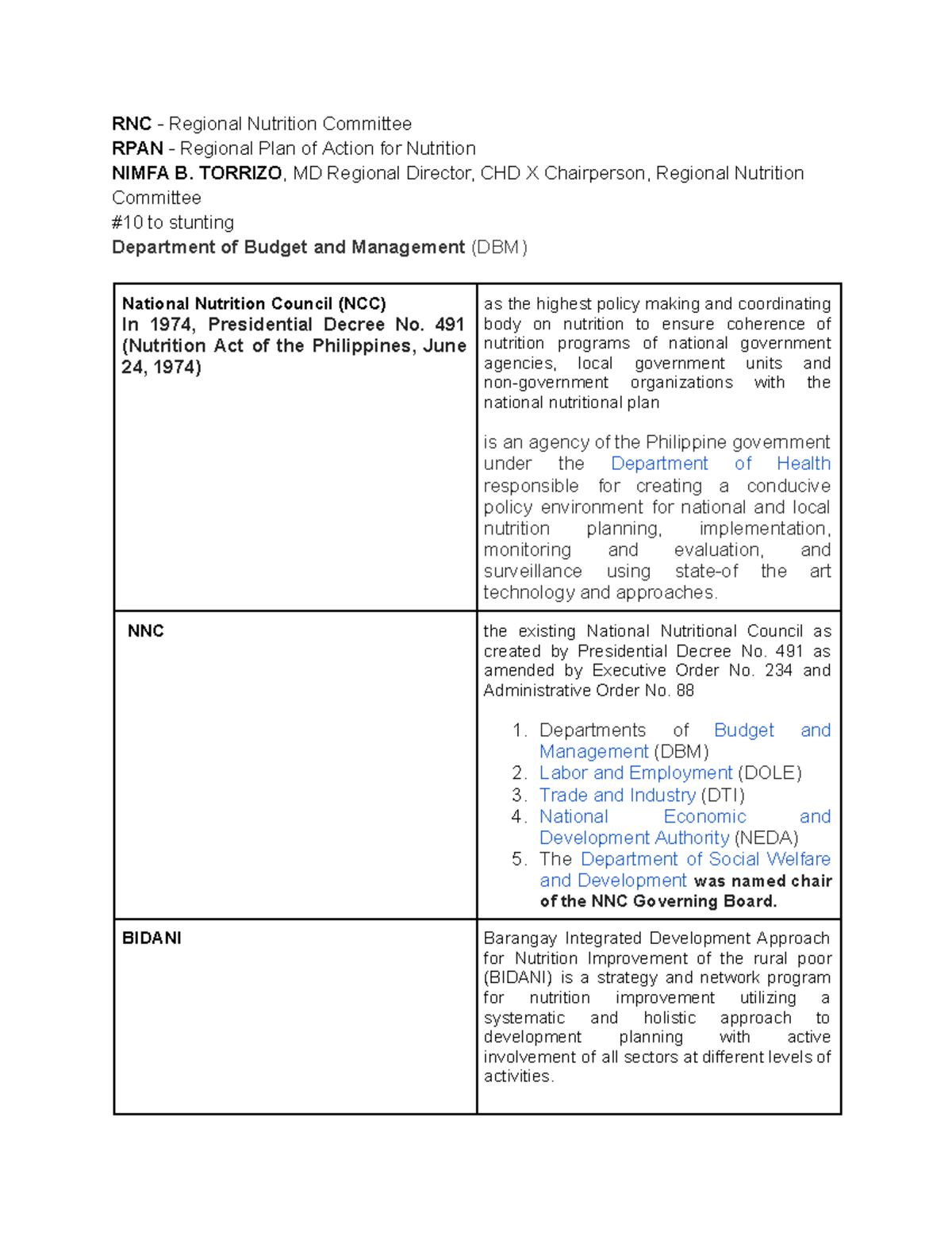 NNC - Overview of the National Nutrition Council and Its Roles - Studocu