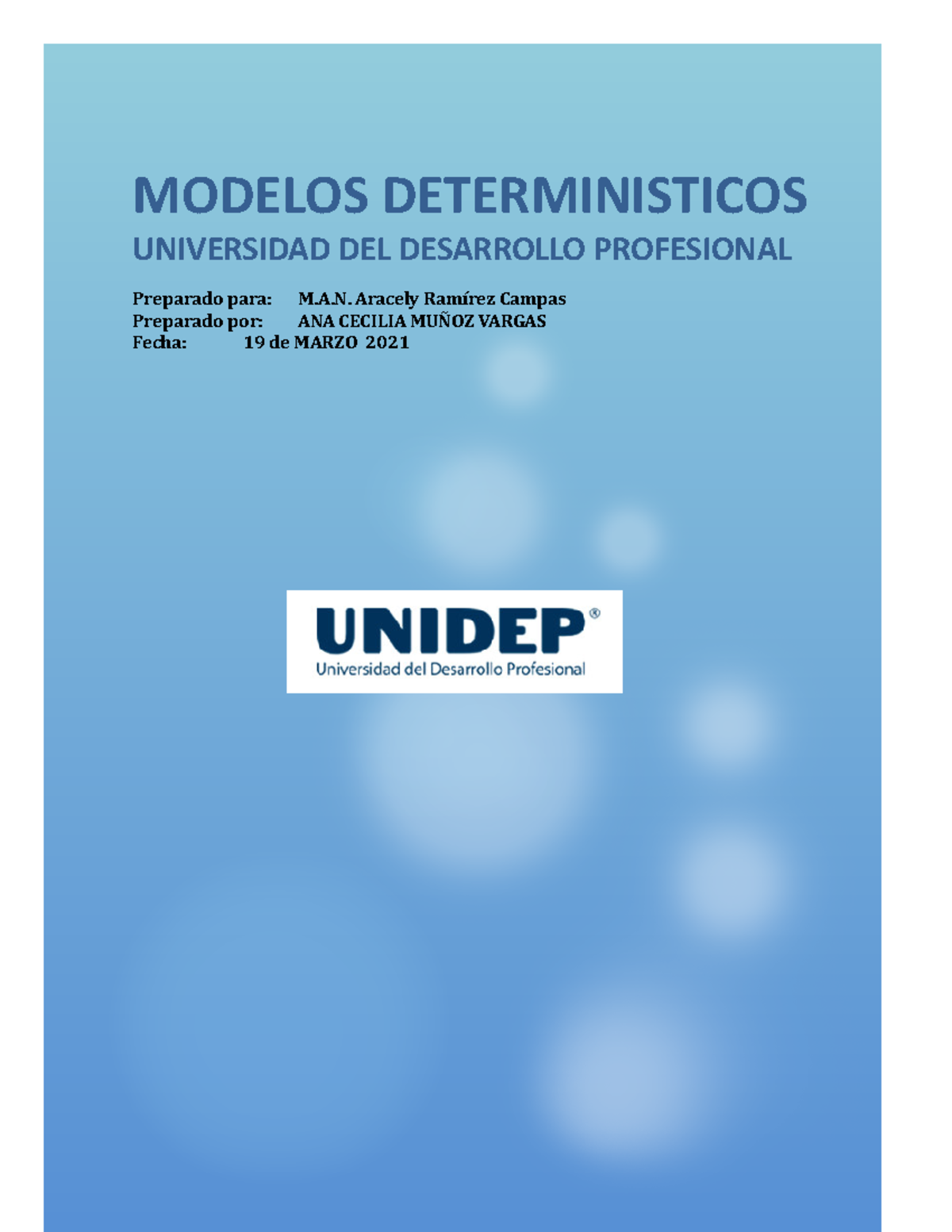 Modelos Deterministicos - MODELOS DETERMINISTICOS UNIVERSIDAD DEL ...