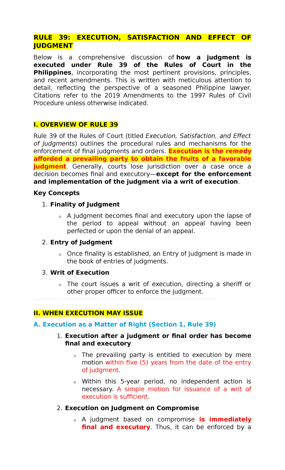 Rule 39: Execution and Satisfaction of Judgments in the Philippines ...