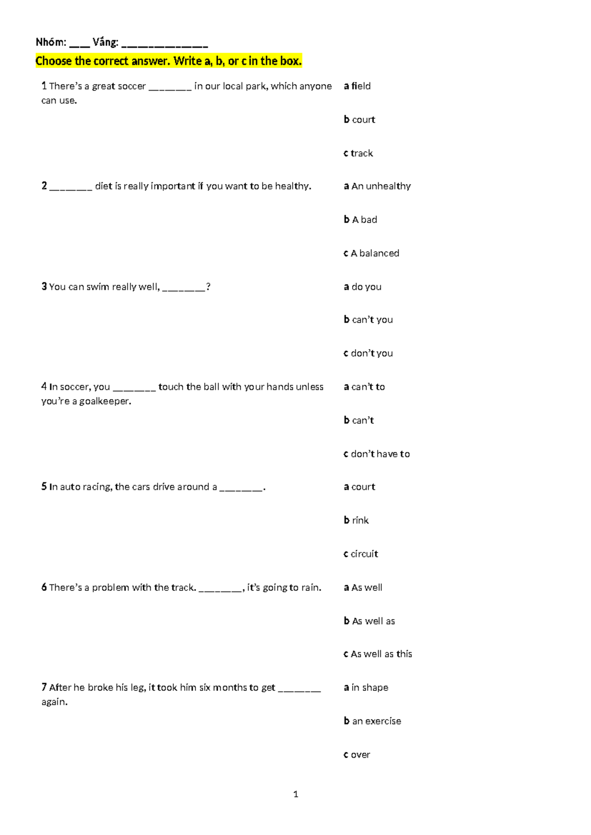 AVCD6 - Quiz on Vocabulary and Reading Comprehension - Studocu