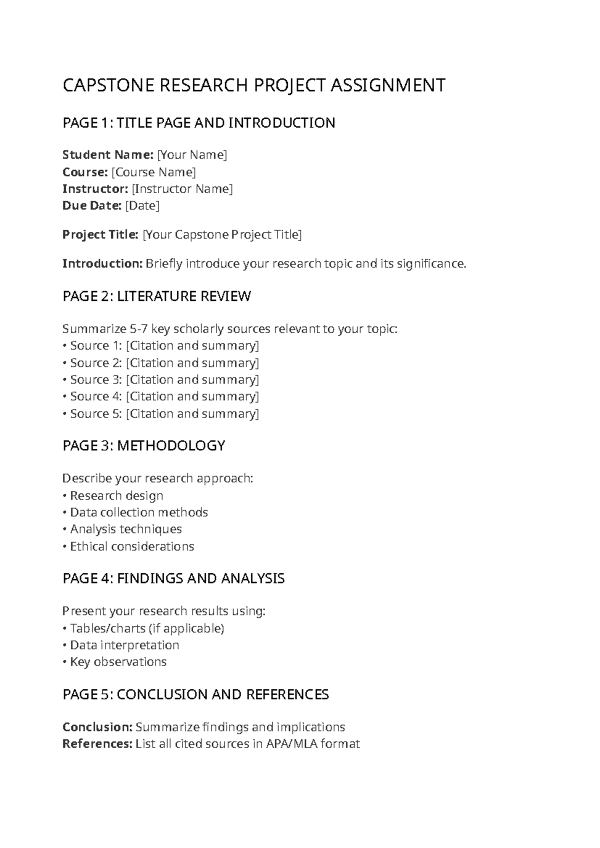 Capstone Research Project (Course Code) - Assignment Overview - Studocu