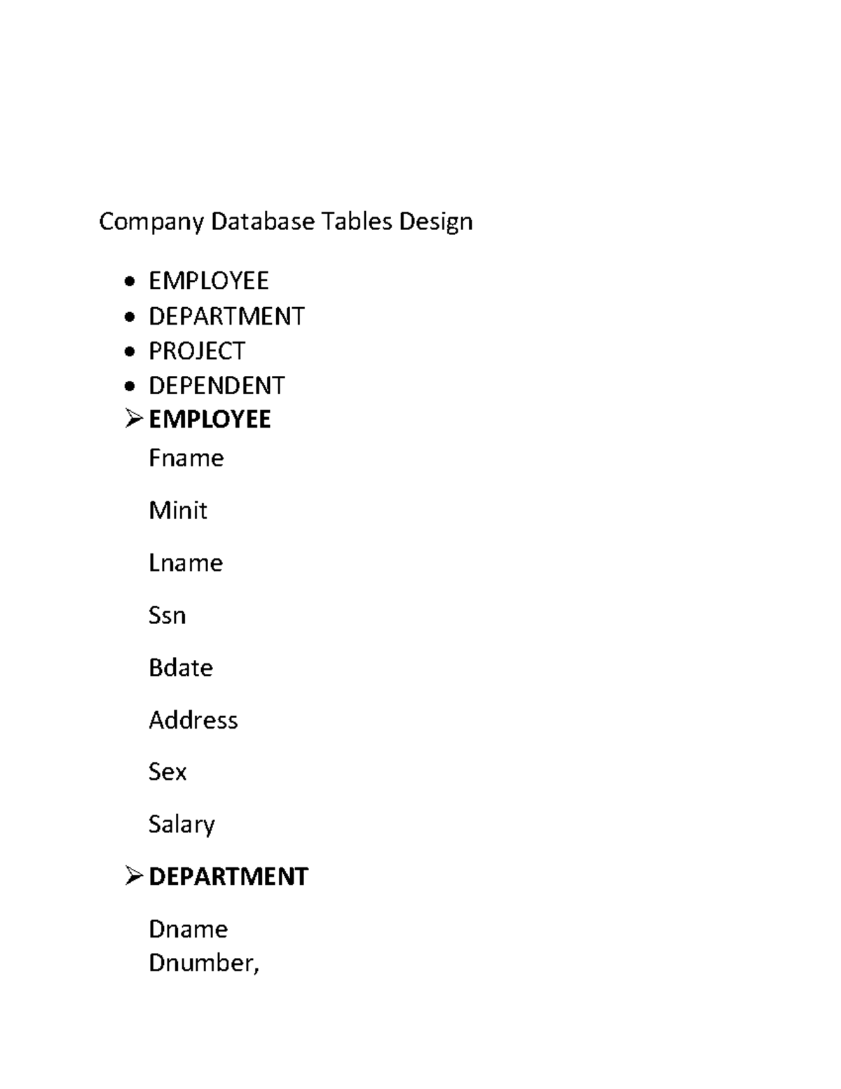 COMPANY Database ER Diagram Design - IDB - Studocu