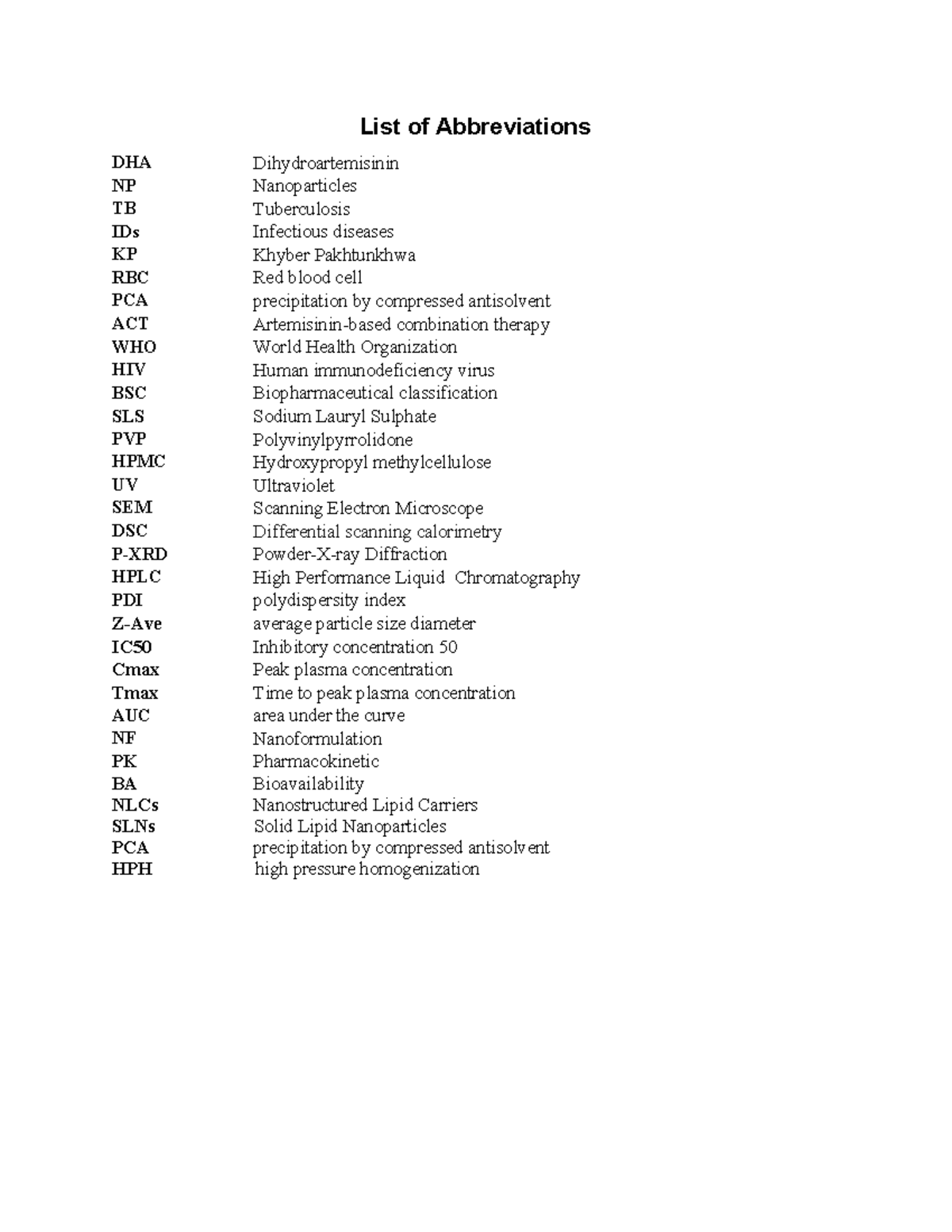 List of Abbreviations for DHA NP TB IDs and Related Terms - Studocu