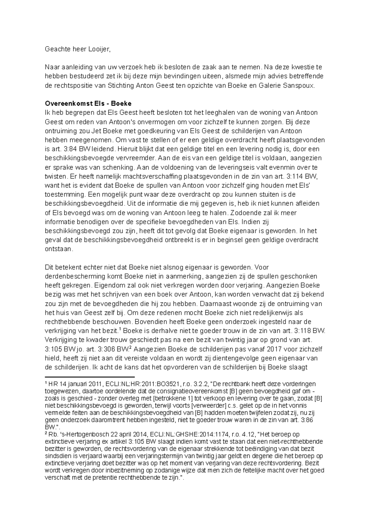 Schrijfopdracht I: Rechtspositie Stichting Anton Geest en Boeke ...