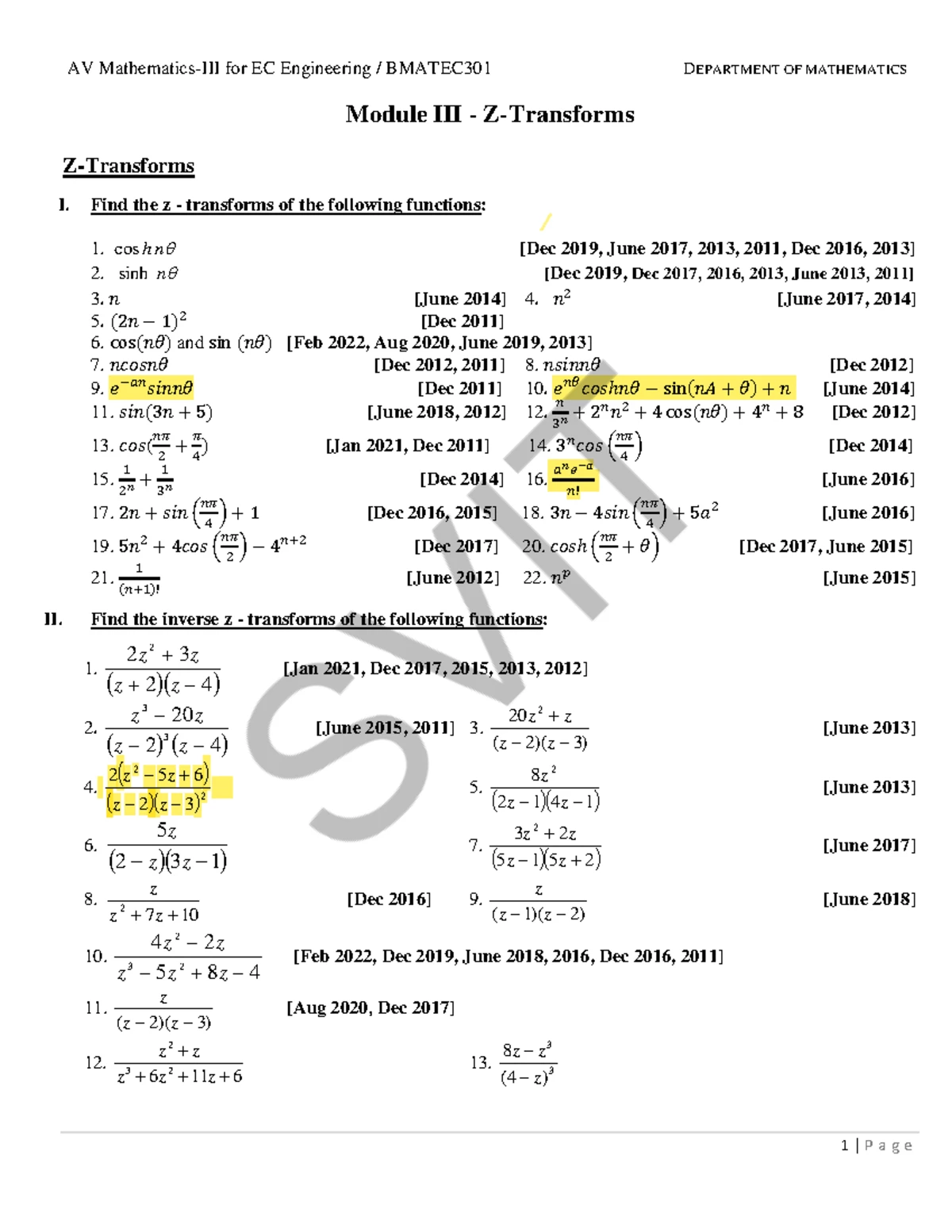 VTU M3 MATHEMATICS Formula Handbook for BE Programs - Studocu