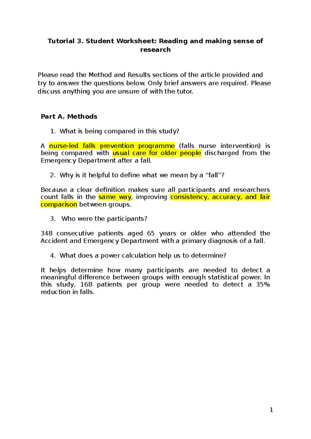 Tutorial 3: Student Worksheet on Research Methods & Results Analysis ...