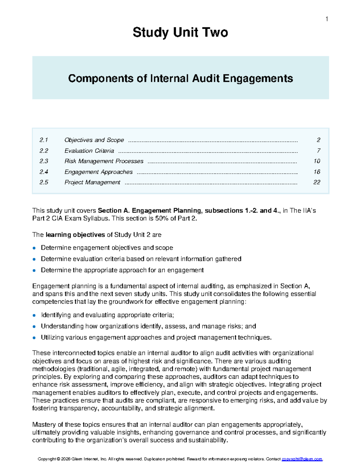CIA2 SU2: Components of Internal Audit Engagements Overview and ...