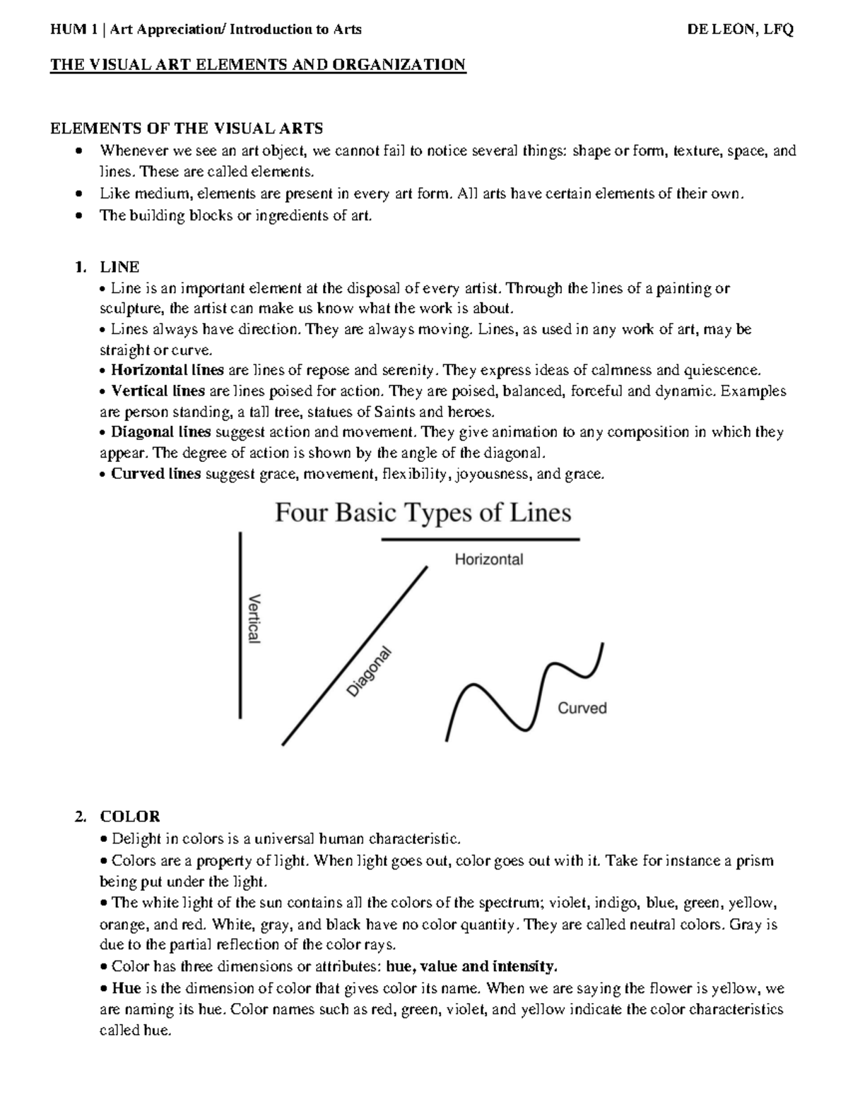 Lesson 4 THE Visual ART Elements AND Organization - THE VISUAL ART ...