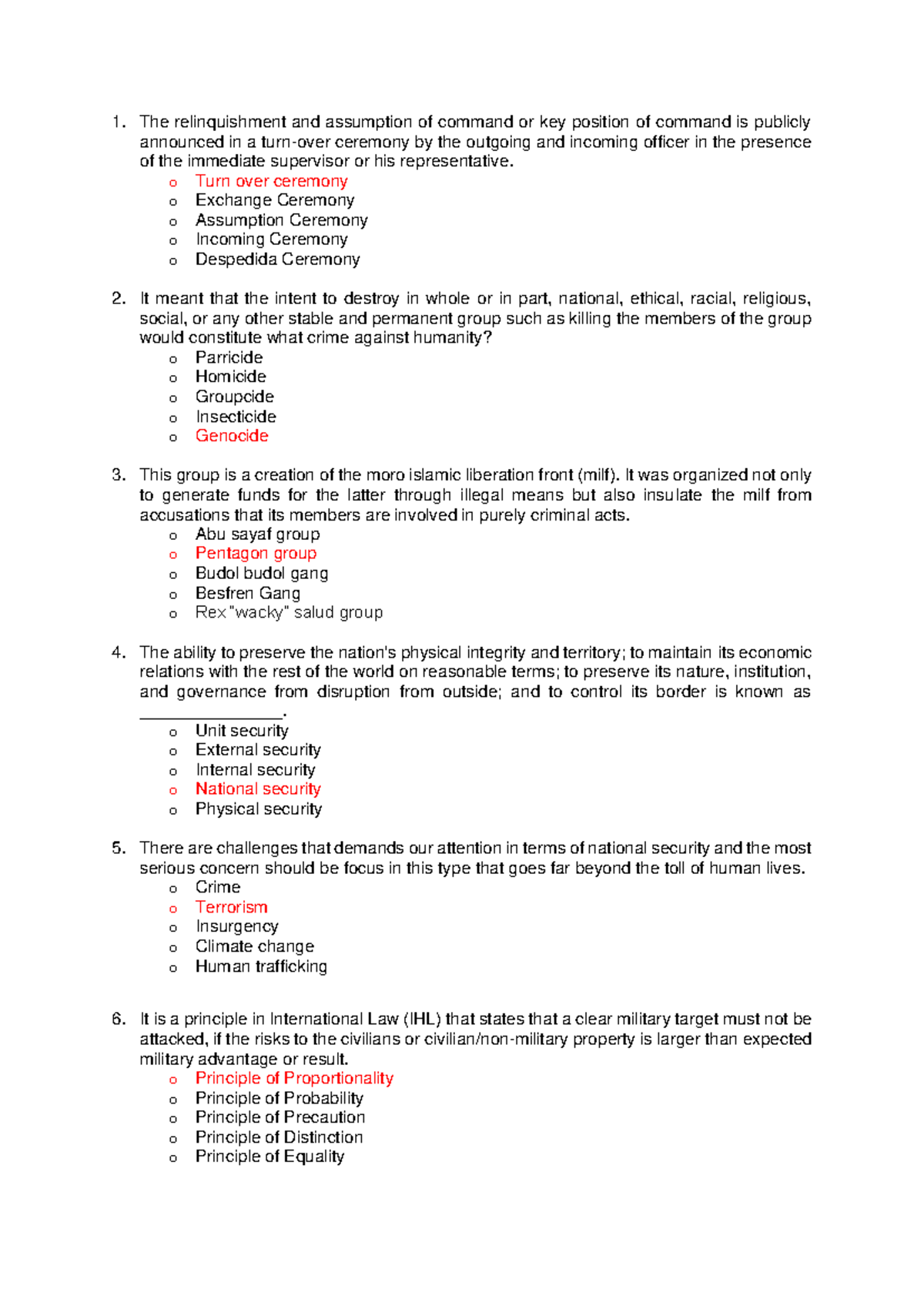 Corrected Compre EXAM Reviewer for PSMS 2024 - National Security ...