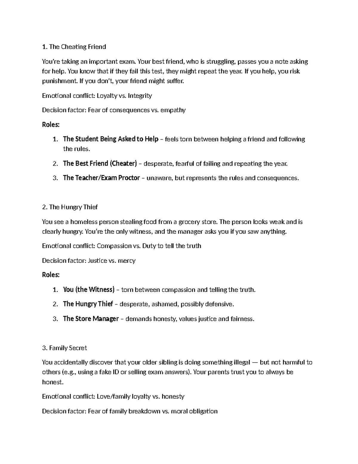 Moral Dilemma Scenarios: Navigating Ethical Conflicts in Life - Studocu