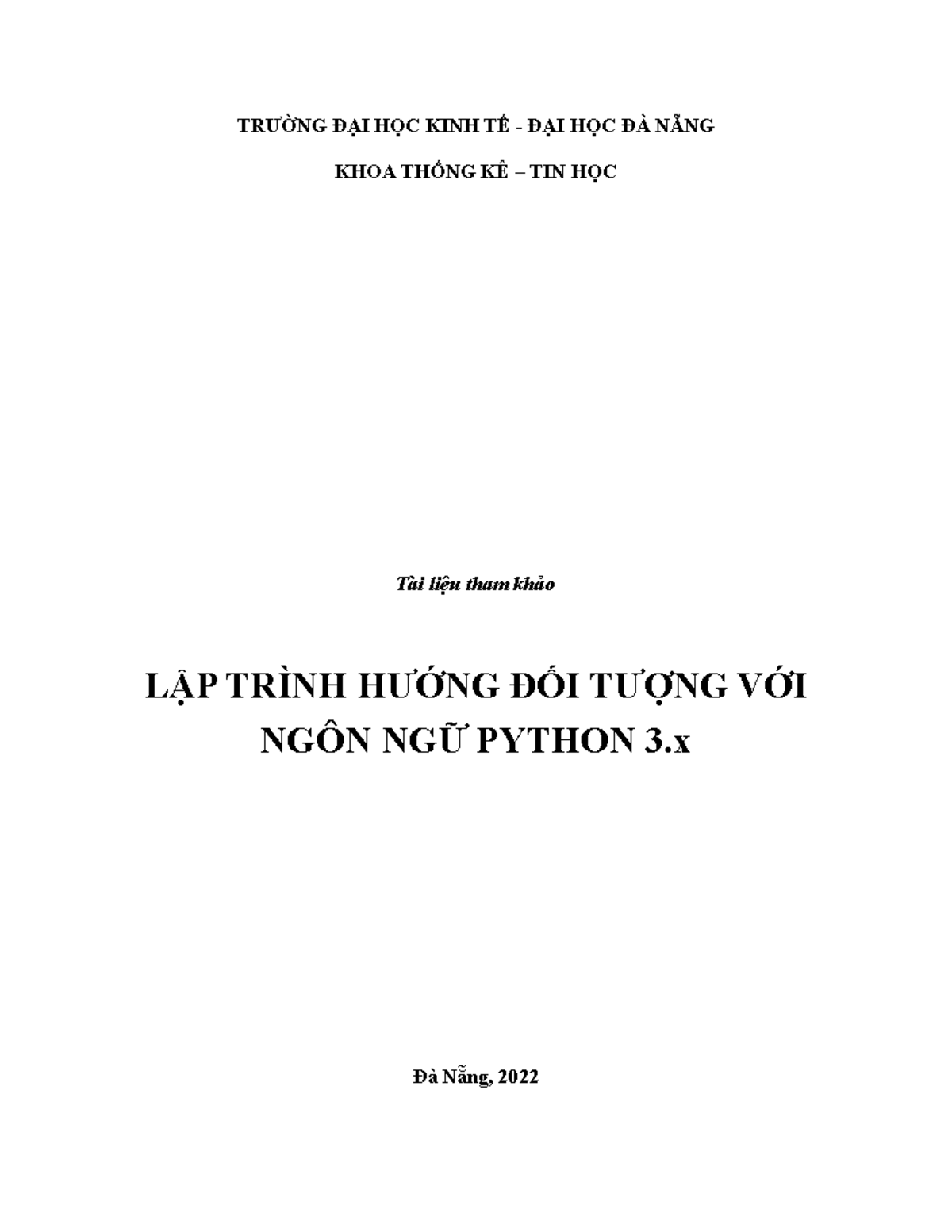 Lập trình hướng đối tượng Python - TRƯỜNG ĐẠI HỌC KINH TẾ - ĐẠI HỌC ĐÀ ...